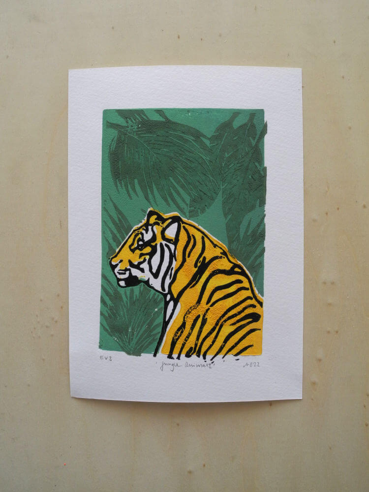 Tiger A5 multi colour print - Inky-Hands®